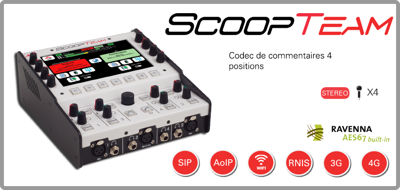 Scoop Team AETA Premium+ Codec audio IP de reportage 4 Positions - SL Technologie